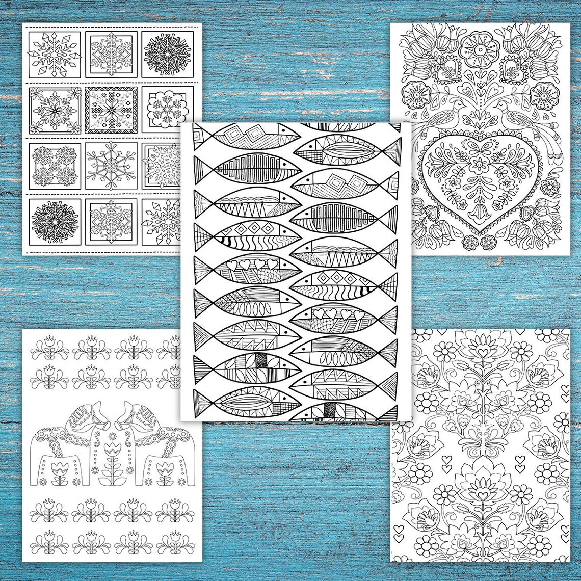 40 !digital! Adult Scandinavian Folk Coloring Pages, Printable Mindset ...