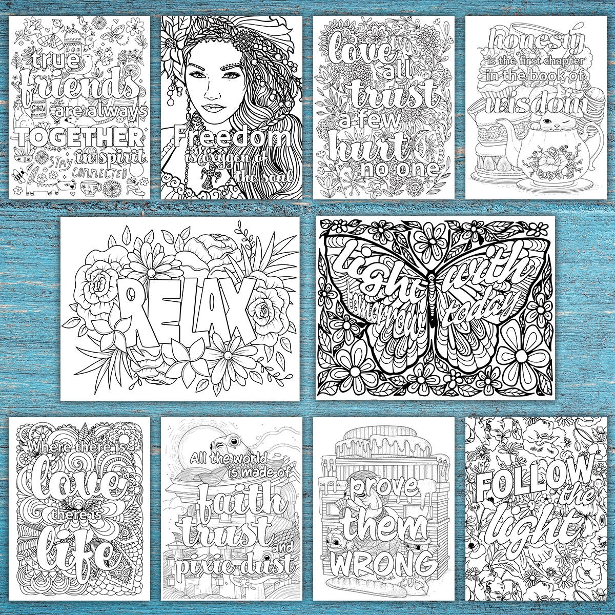 40 !digital! Adult Relaxing Coloring Pages, Printable Mindset Resources ...