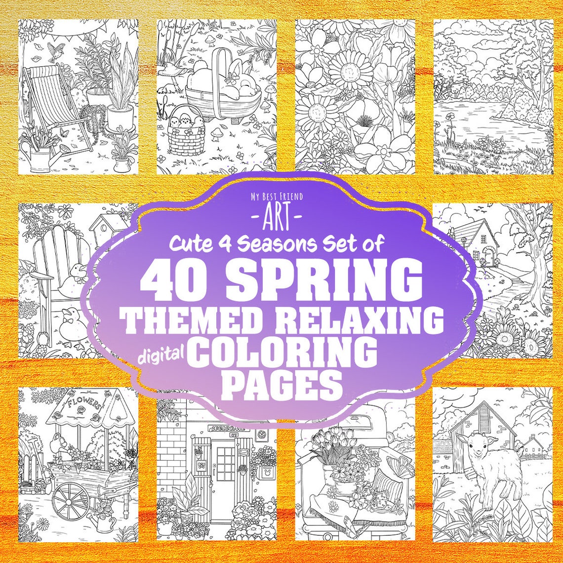 40 !digital! Cute 4 Seasons: Spring Coloring Pages, Printable Mindset ...
