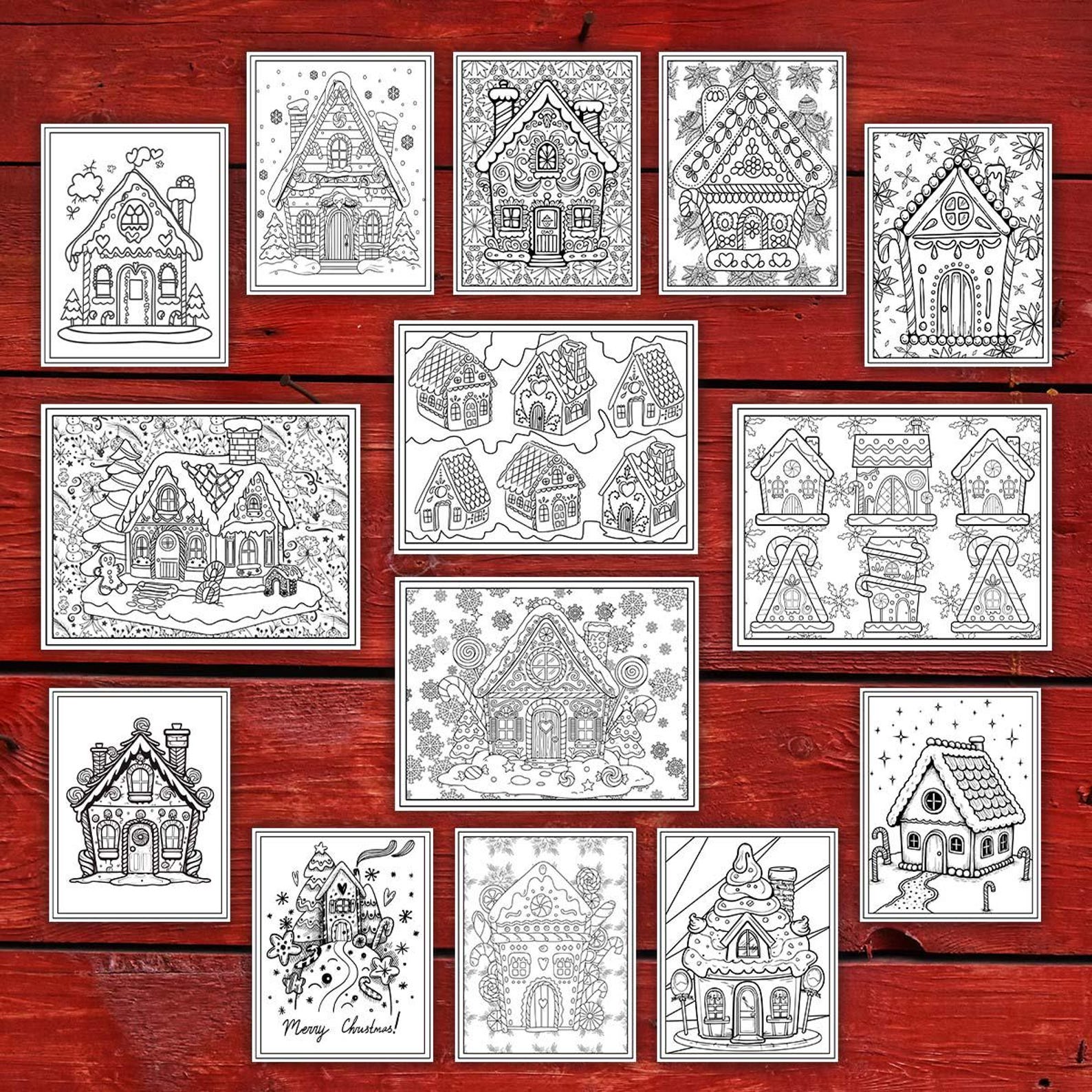 40 Relaxing Gingerbread Houses Printable Digital Coloring Pages ...