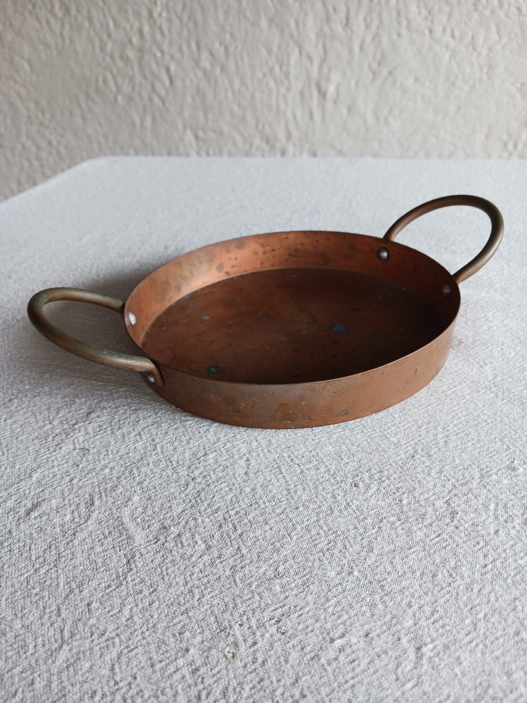 Leumas Small Copper Pan Tray Dish With Handles / 6.5" Diameter / 60's ...
