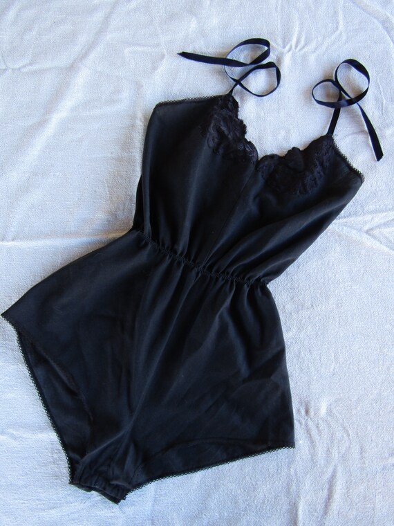 80s vintage black teddy - Gem