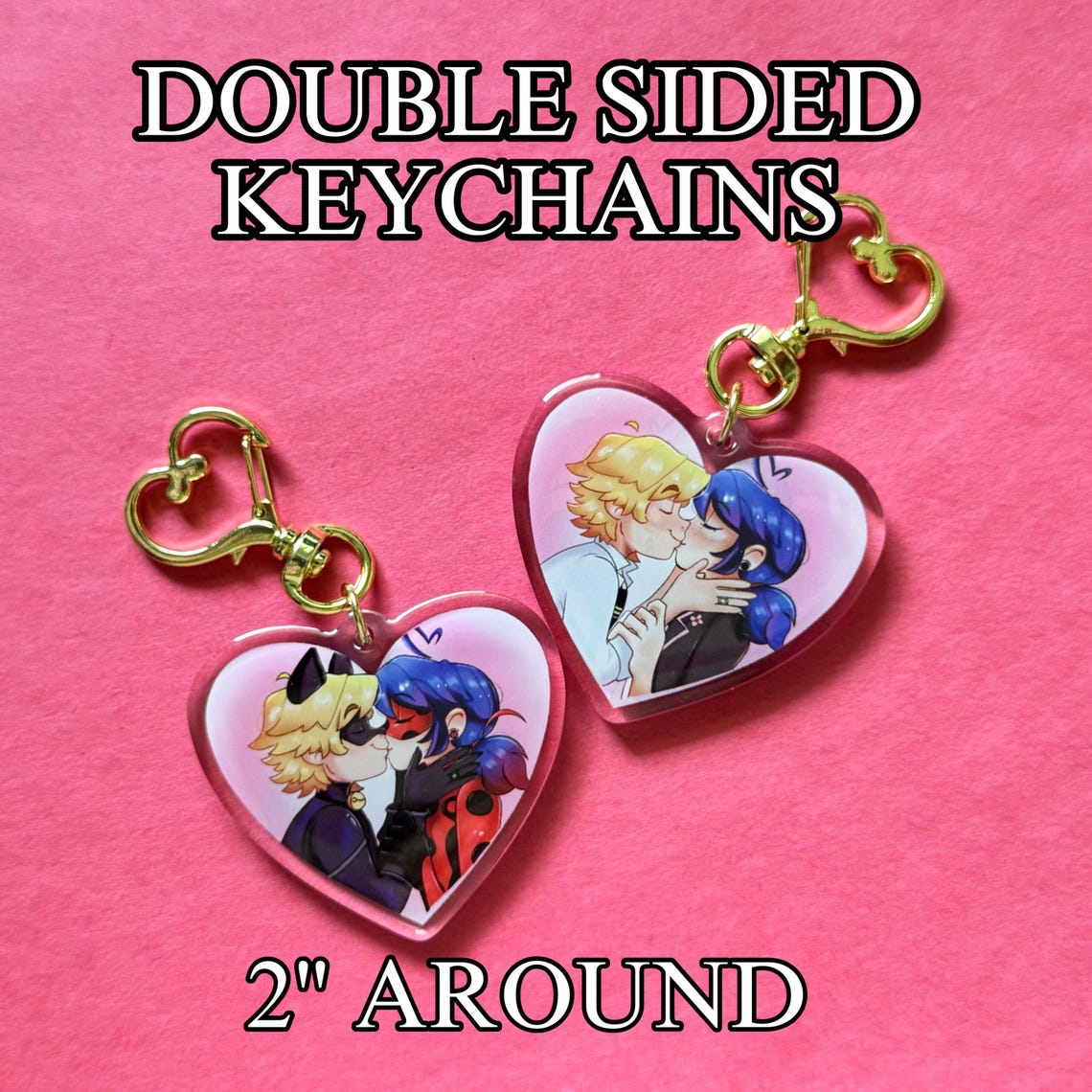 MIRACULOUS HEART KEYCHAINS |double Sided Adrienette/ladynoir| - Etsy