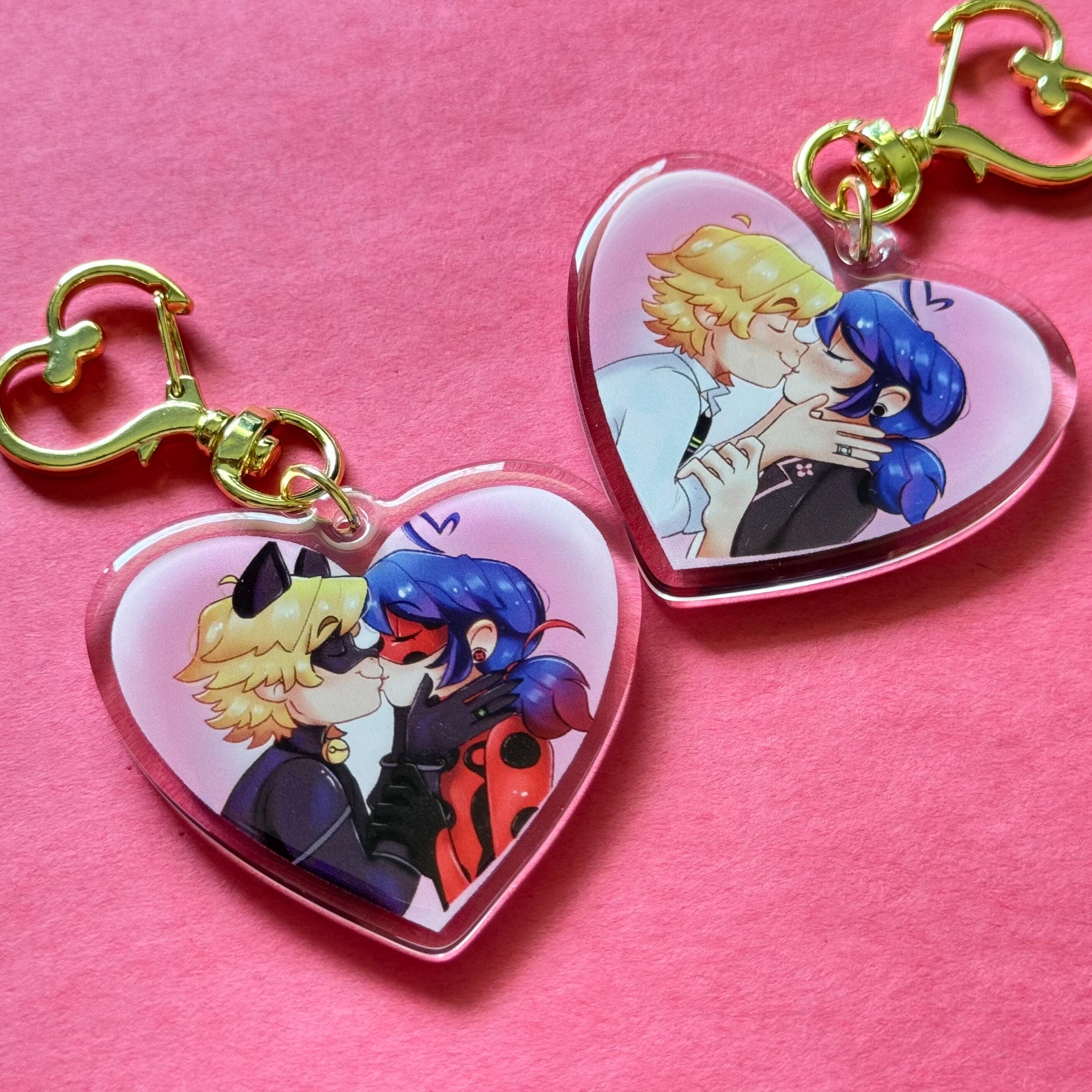 MIRACULOUS HEART KEYCHAINS |double Sided Adrienette/ladynoir| - Etsy