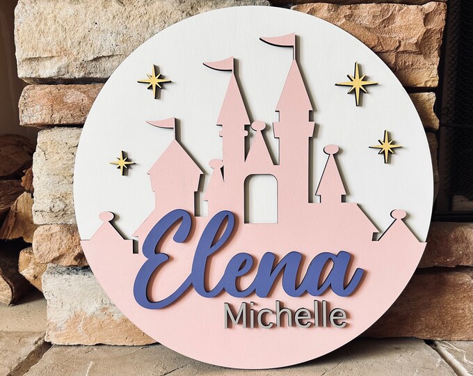 Custom Princess Castle Name Sign: Laser Cut Wood Nursery Decor - Etsy