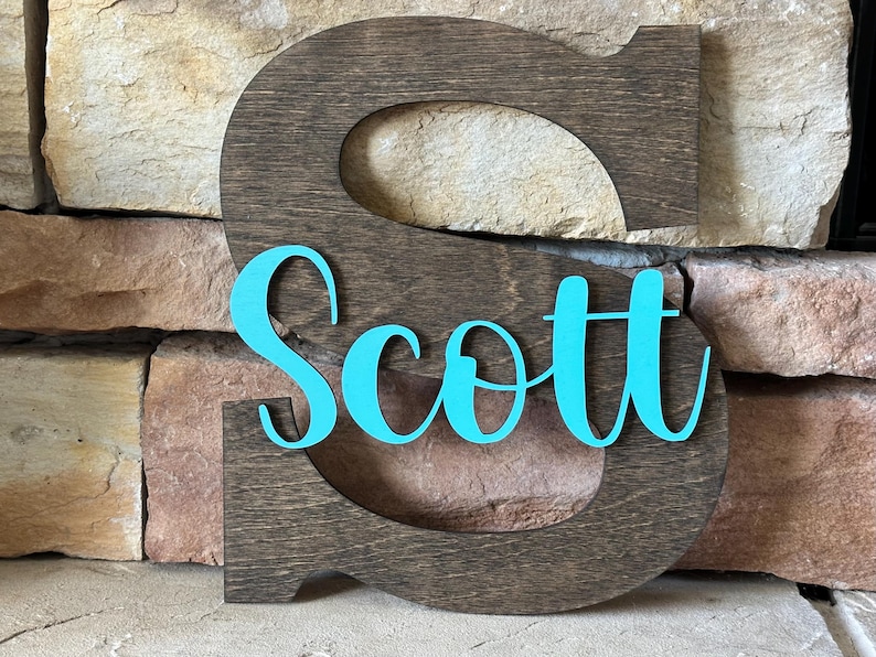 Custom Wooden Initial Sign: Kids Room Name Sign - Etsy