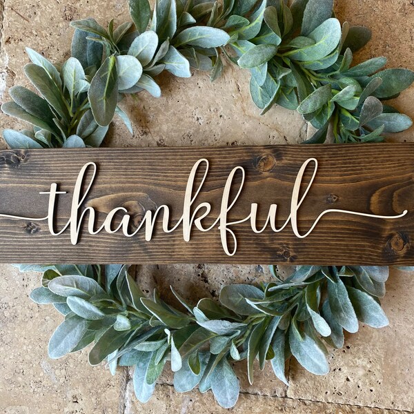 Thankful Wood Sign - Etsy