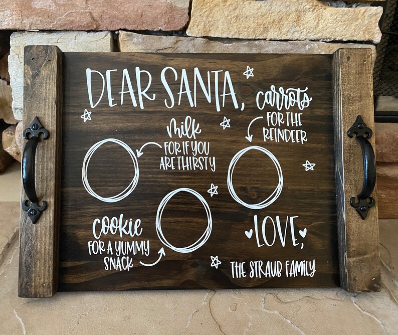 Santa Tray Dear Santa Tray Santa Cookies and Milk Tray - Etsy