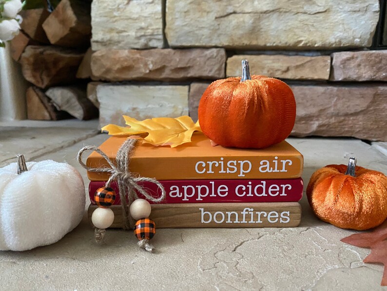 Fall Book Stack Wooden Books Fall Decor Autumn Books - Etsy