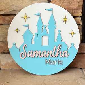Custom Princess Castle Name Sign: Laser Cut Wood Nursery Decor - Etsy