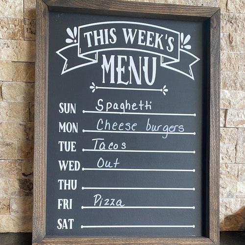 Weekly Menu Plannerfarmhouse Decor Chalkboard Menu Board - Etsy