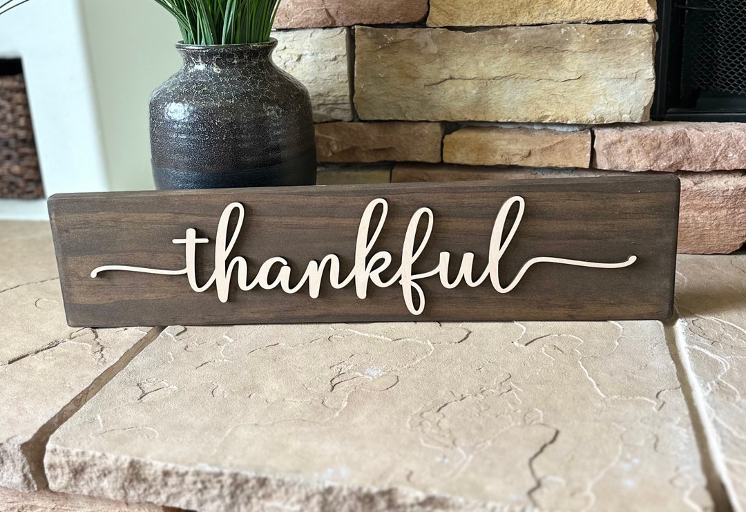 Thankful Wood Sign| Thanksgiving Fall Decor| Dining Room Decor - Etsy