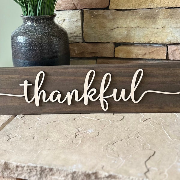 Thankful Wood Sign - Etsy