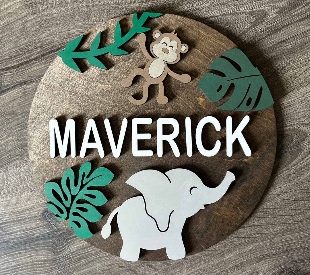 Custom Jungle Nursery Sign, Nursery Decor, Baby Shower Gift, Custom ...