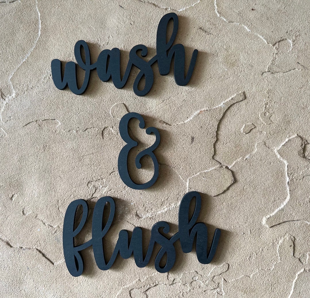 Custom Wood Words, Laser Cut Words, Wash & Flush, Wood Word Cutouts ...