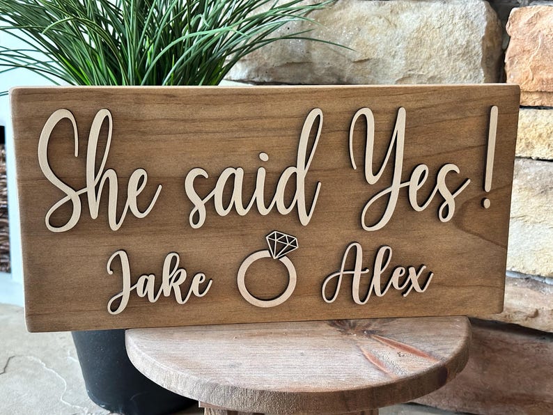 She Said Yes Engagement Photo Prop Sign| She Said Yes Engagement ...