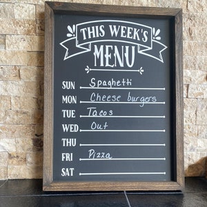 Weekly Menu Plannerfarmhouse Decor Chalkboard Menu Board - Etsy