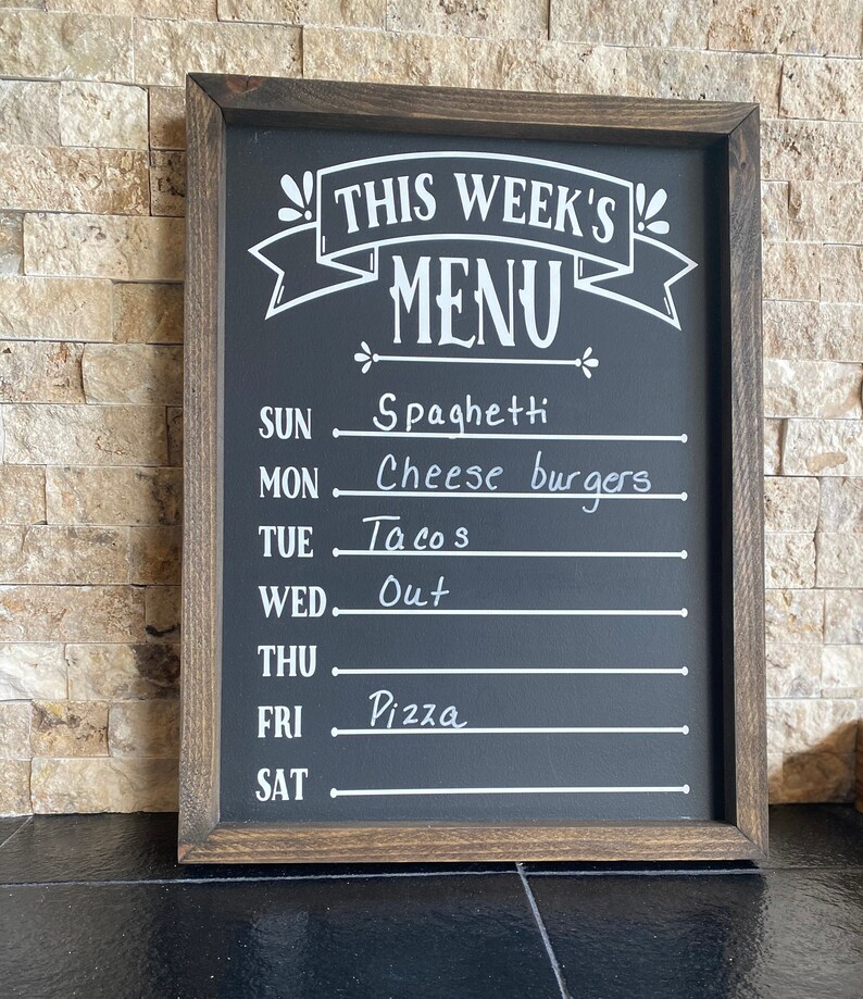 Weekly Menu Plannerfarmhouse Decor Chalkboard Menu Board - Etsy