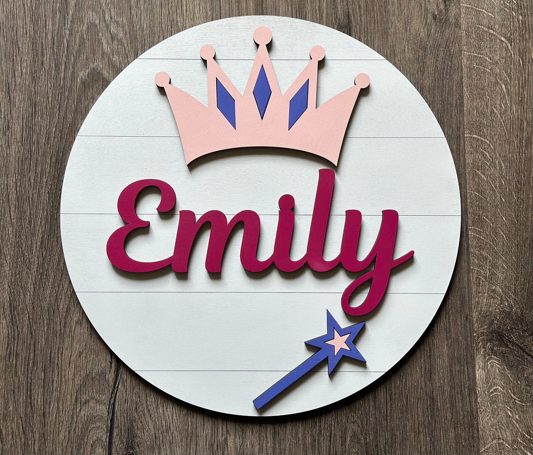 Princess Name Sign, Personalized Princess Sign, Princess Crown Name ...