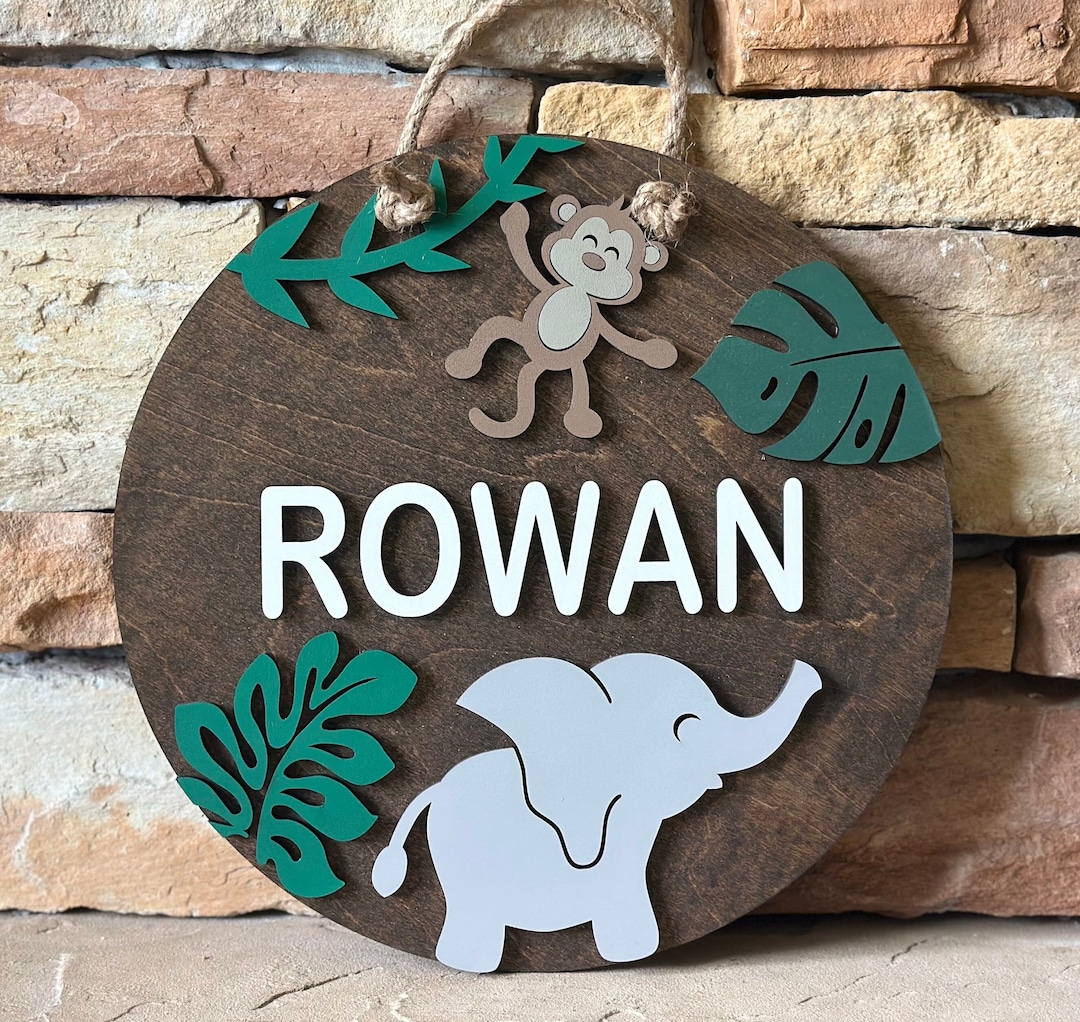 Jungle Nursery Sign, Nursery Decor, Baby Shower Gift, Jungle Safari ...