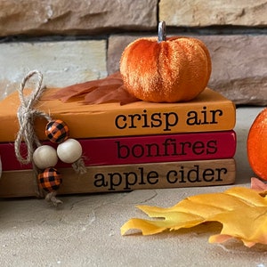 Fall Book Stack, Wooden Books, Fall Decor, Autumn Books, Farmhouse ...