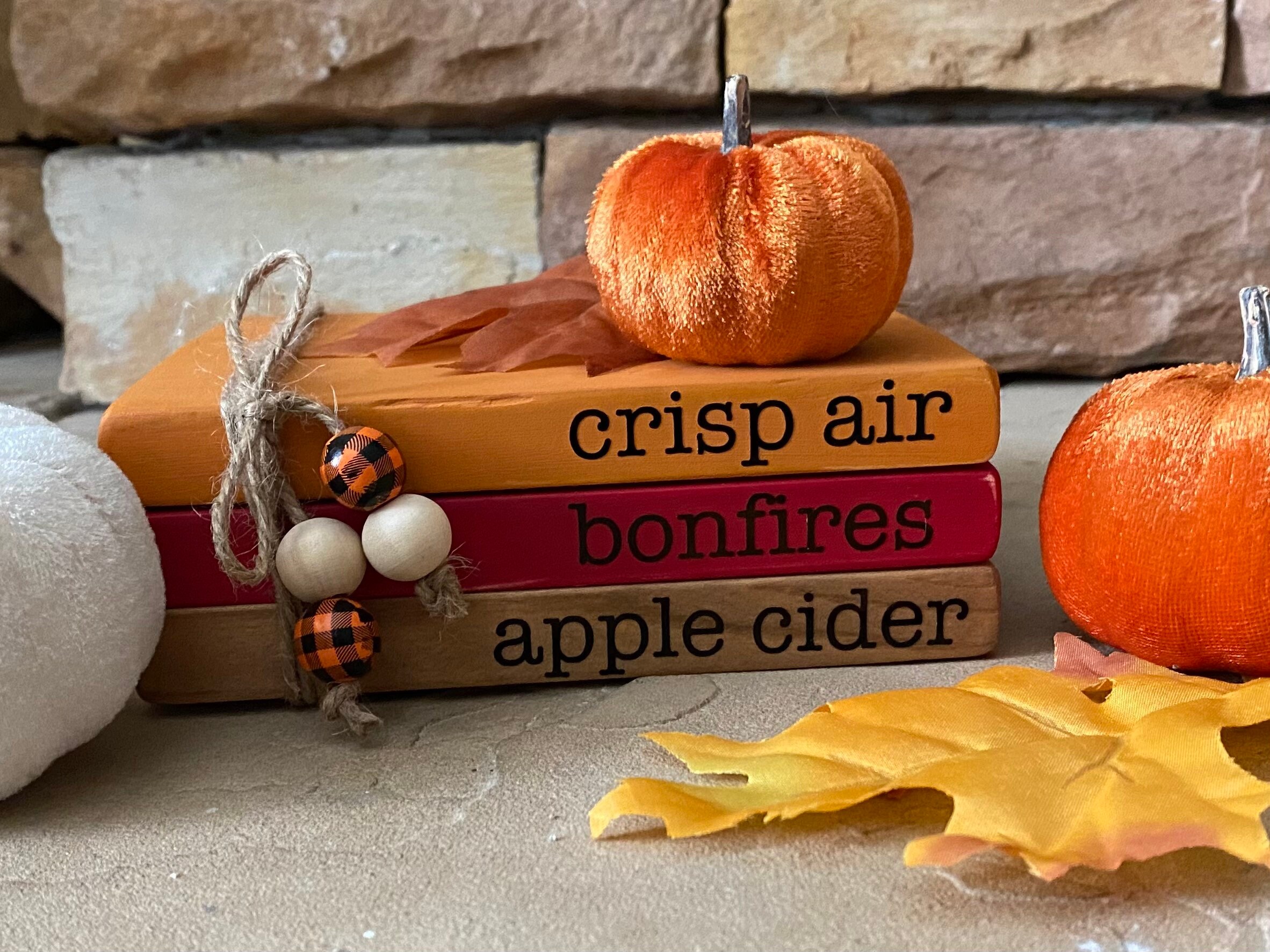 Fall Book Stack Wooden Books Fall Decor Autumn Books - Etsy