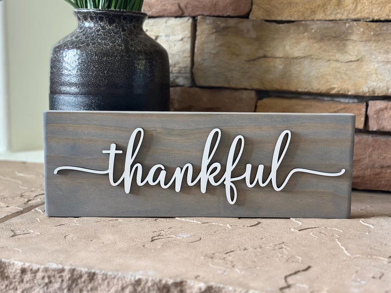 Thankful Wood Sign| Thanksgiving Fall Decor| Dining Room Decor - Etsy