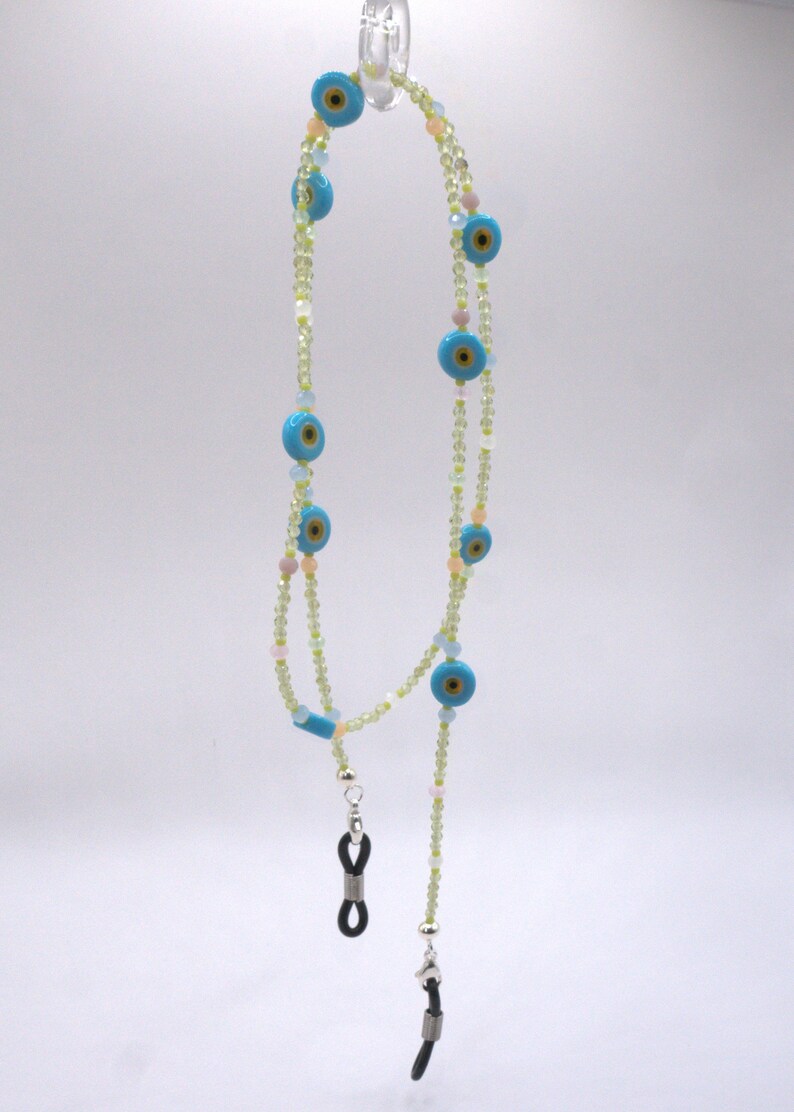 Natural Gemstone Eyeglass Chain | Peridot + Evil Eye - Etsy