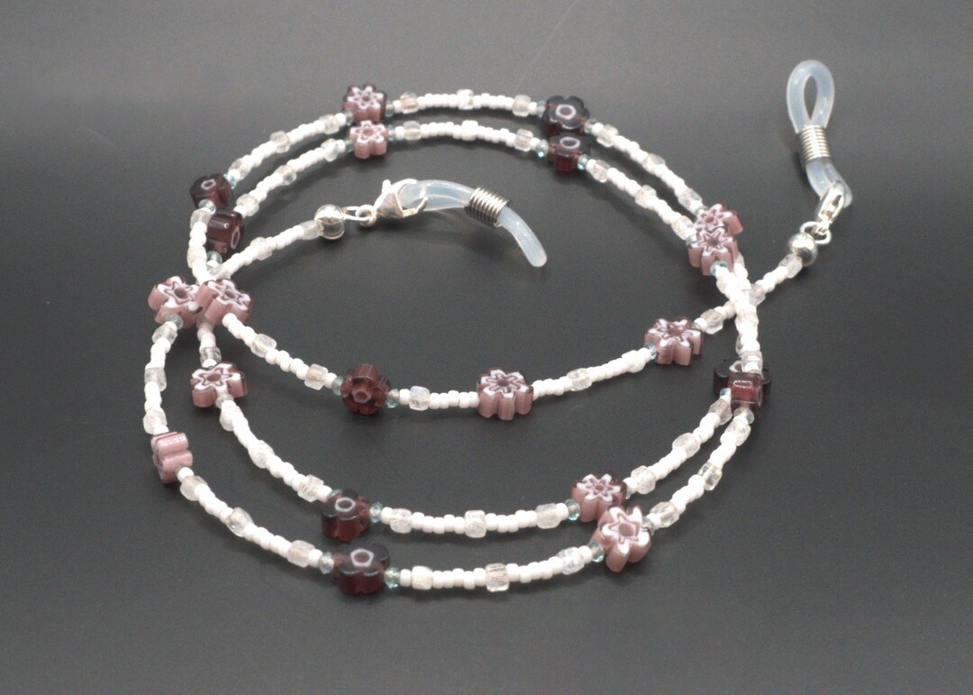 Purple Flower Eyeglass Chain With Apatite + Moonstone Accents | Beachy ...