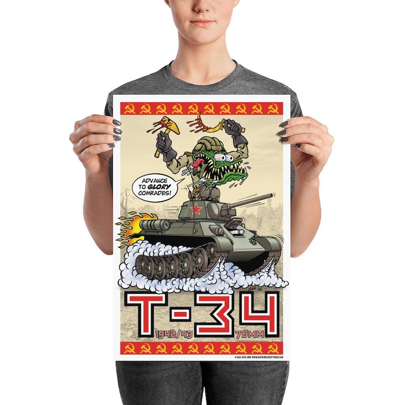 Soviet T-34 Tank Poster Rat Fink Hot Rod Style Dave Gink - Etsy