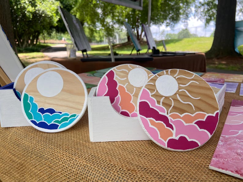 Beachy Coasters-sunsets in Shades - Etsy