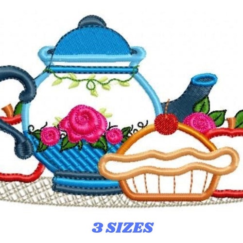 Digital Machine Embroidery Design Teapot Applique - Etsy