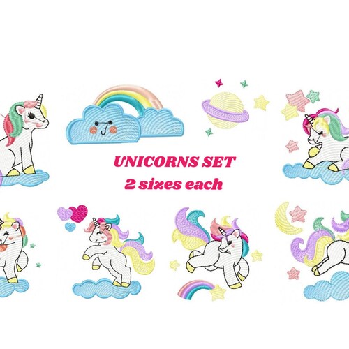 Horse Unicorn Girl Machine Embroidery Design File 4 Sizes - Etsy