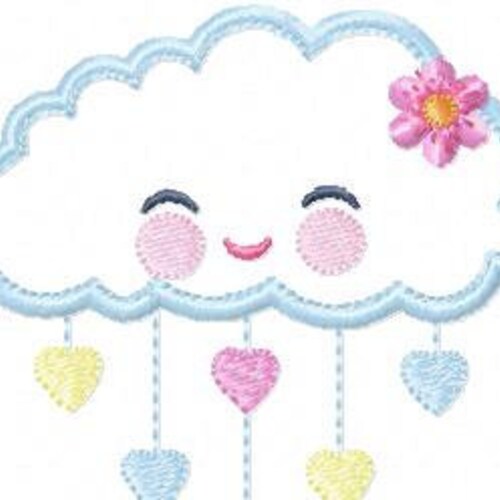 Storm Cloud and Rain Machine Embroidery Design - Etsy
