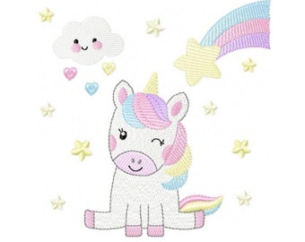Unicorn Embroidery Designs Baby Girl Embroidery Design | Etsy