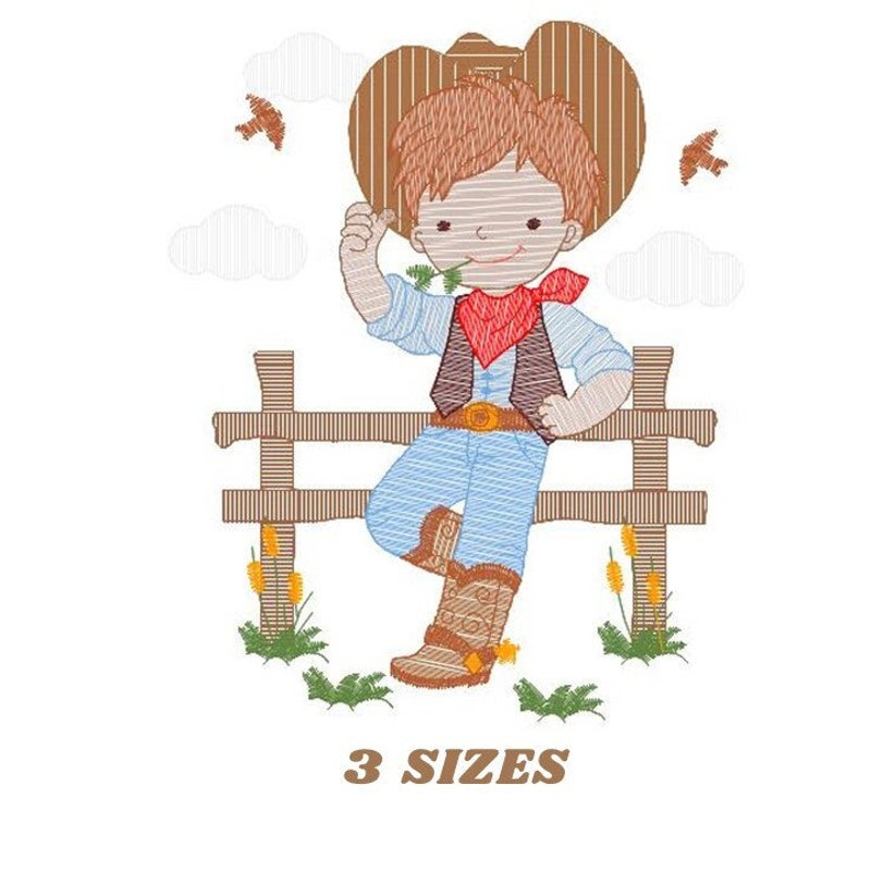 Cowboy Embroidery Design - Etsy