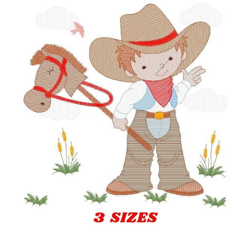 Cowboy Embroidery Design - Etsy