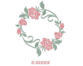 Monogram Frame Embroidery Designs Flower Embroidery Design | Etsy