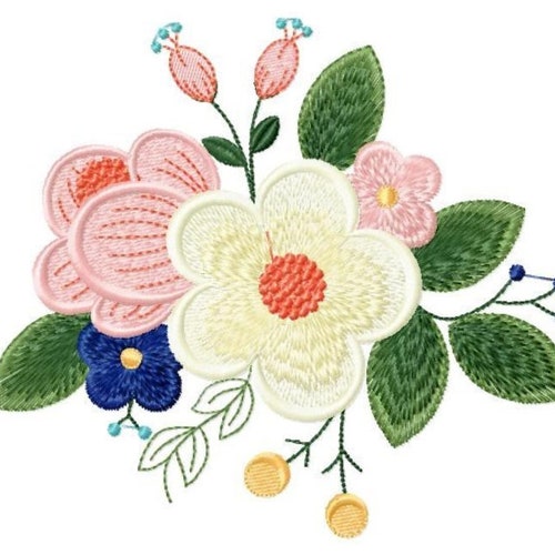 Machine Embroidery Design Flower PES Instant Download 4x4 7x5 - Etsy