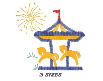 Carousel Embroidery Design | Etsy