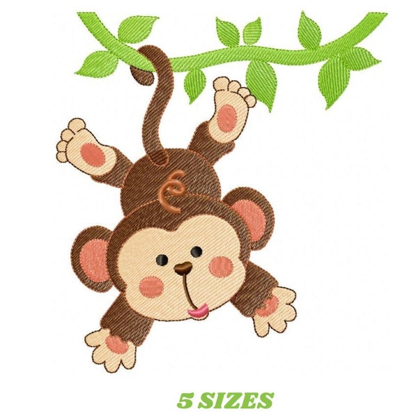 Monkey Embroidery Design - Etsy