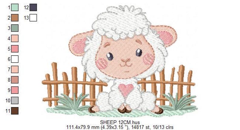 Sheep Embroidery Design - Farm Animal Lamb Machine Embroidery Pattern ...