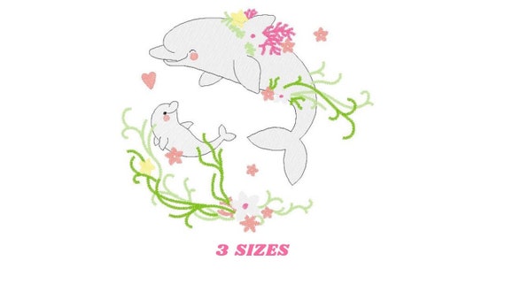 Dolphin Embroidery Designs Ocean Fish Embroidery Design - Etsy