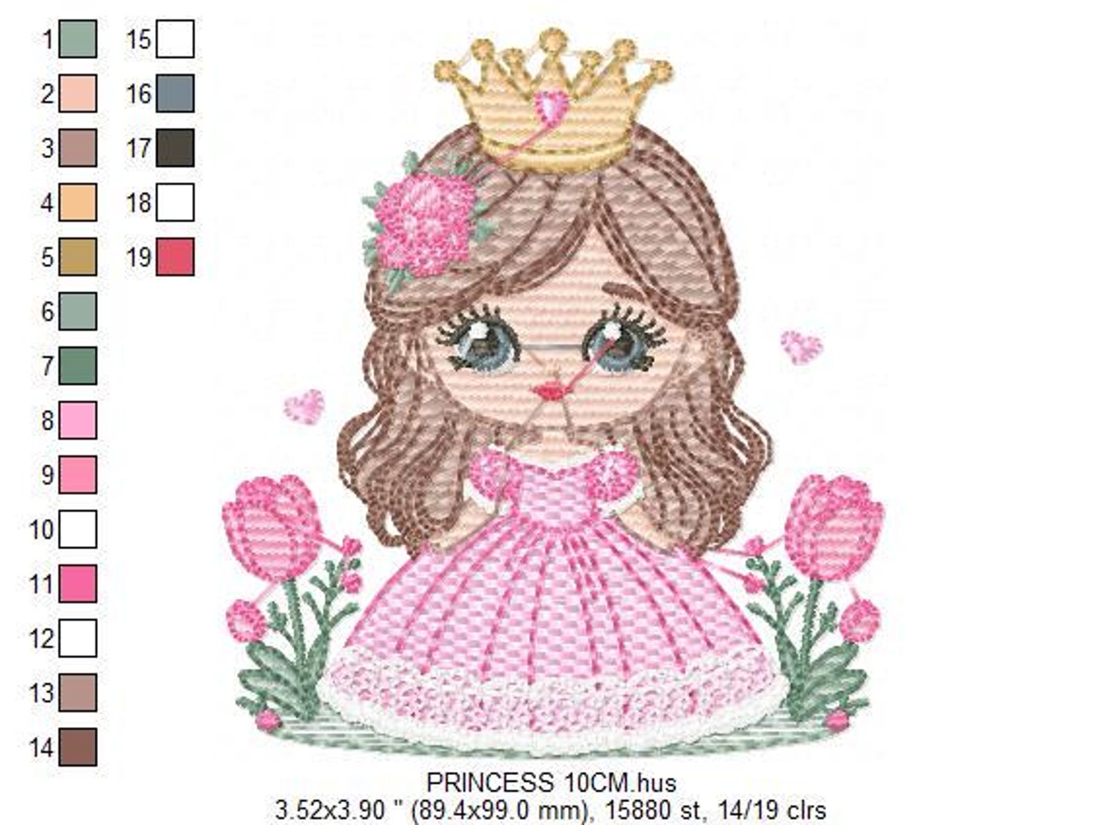 Princess With Crown Embroidery Designs - Baby Girl Embroidery Design ...