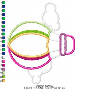 Balloon Embroidery Designs Hot Air Balloon Embroidery Design Machine ...