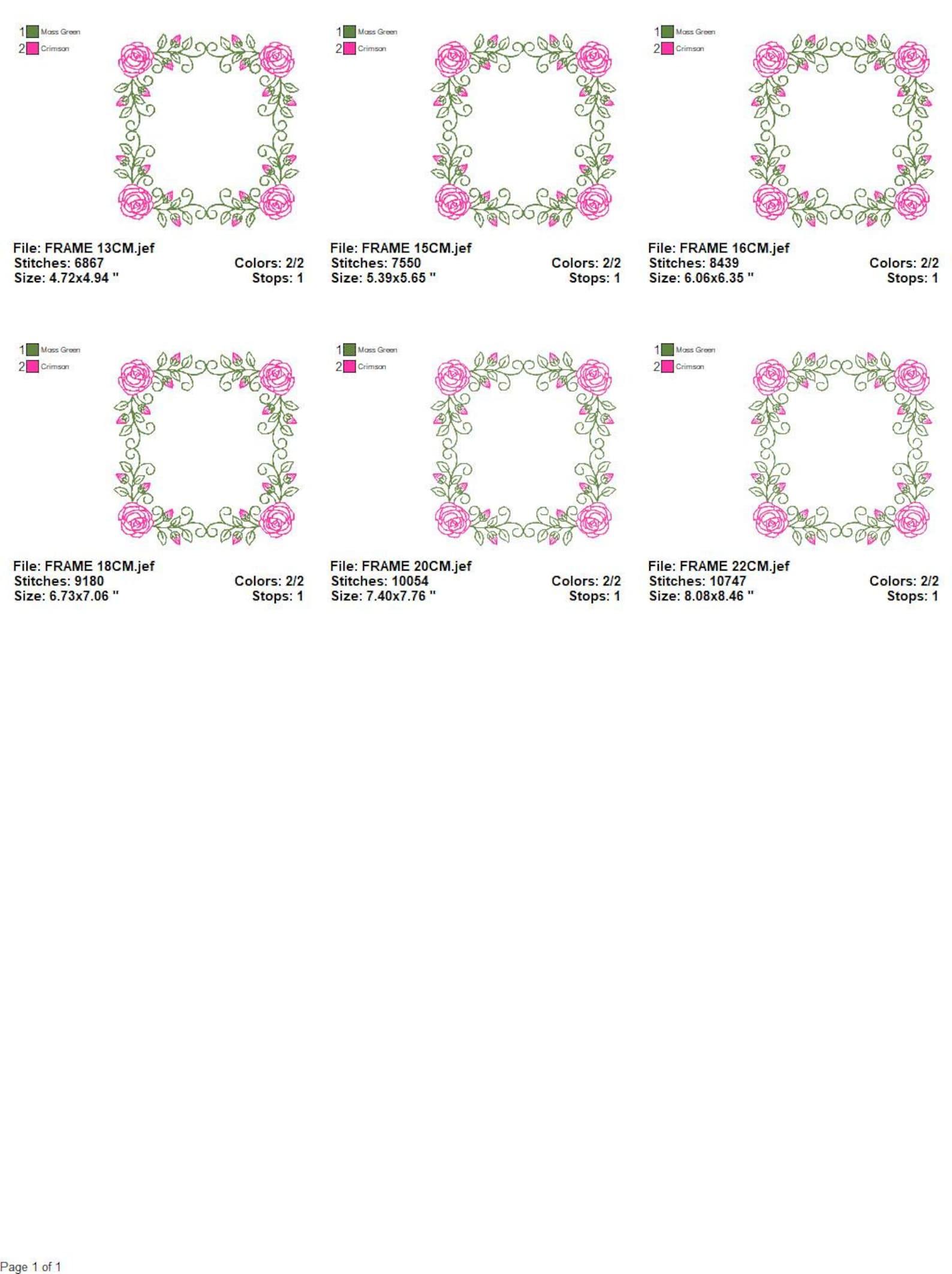 Roses Monogram Frame Embroidery Designs - Flower Square Shape Machine ...