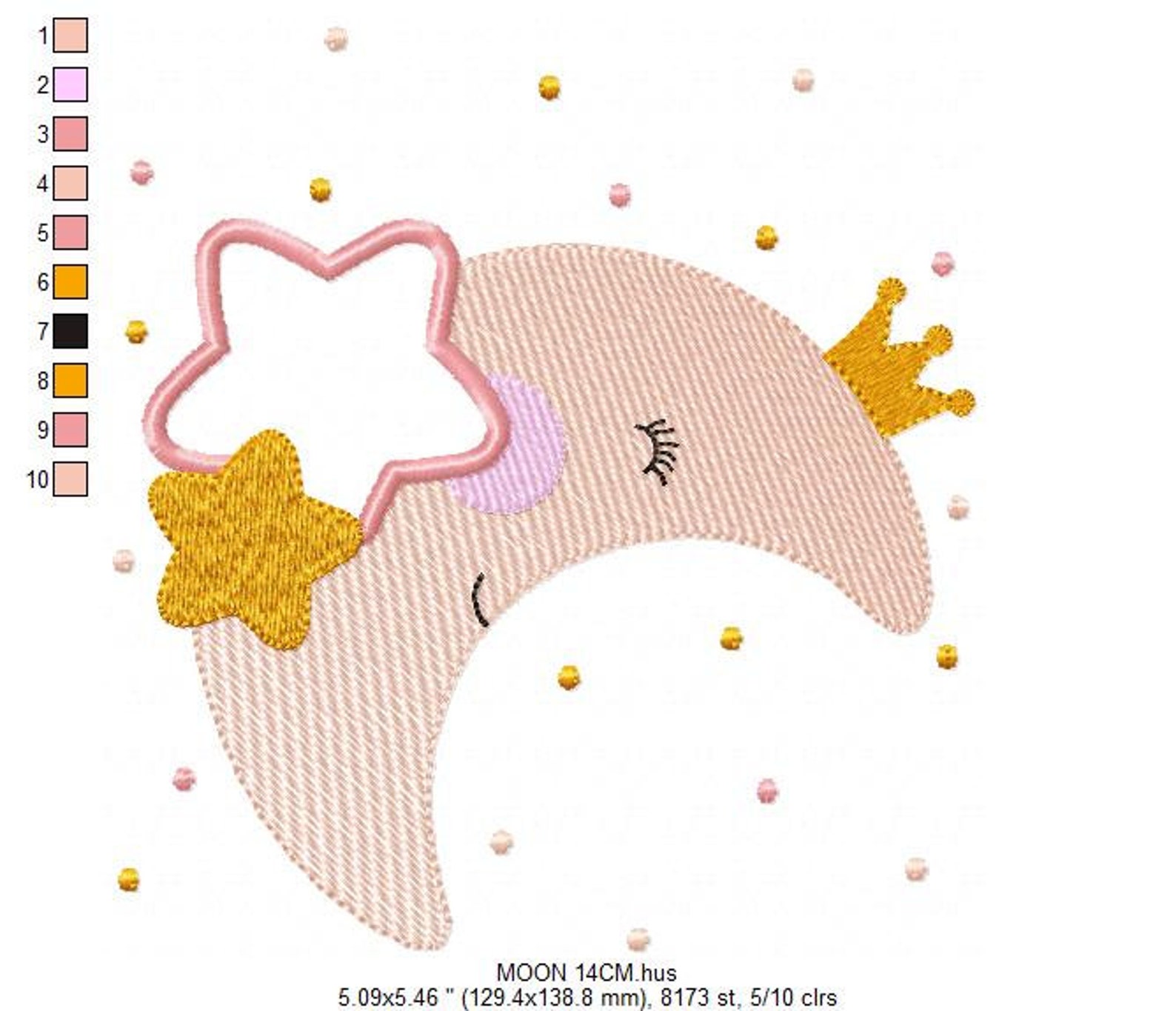 Moon Embroidery Design - Half Moon Embroidery Design Machine Embroidery ...