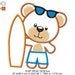 Surfer Bear at the Beach Embroidery Designs Teddy Embroidery Design ...