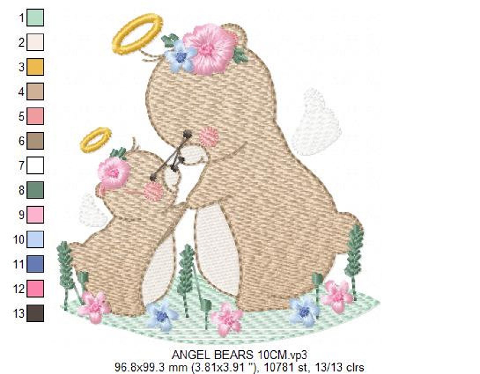 Angel Embroidery Designs Teddy Bear Embroidery Design - Etsy