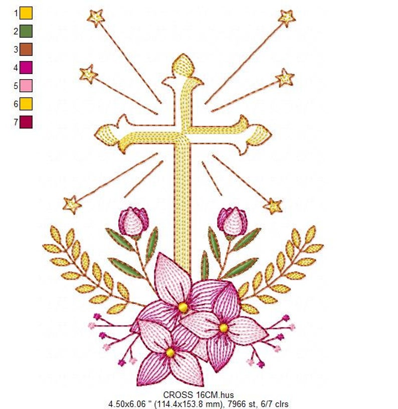 Cross Embroidery Designs Religious Embroidery Design Machine - Etsy